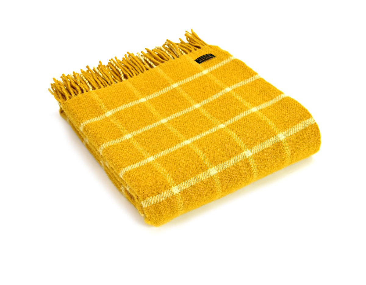 Bestselling Tweedmill Yellow chequered wool throw blanket – Coast & Country